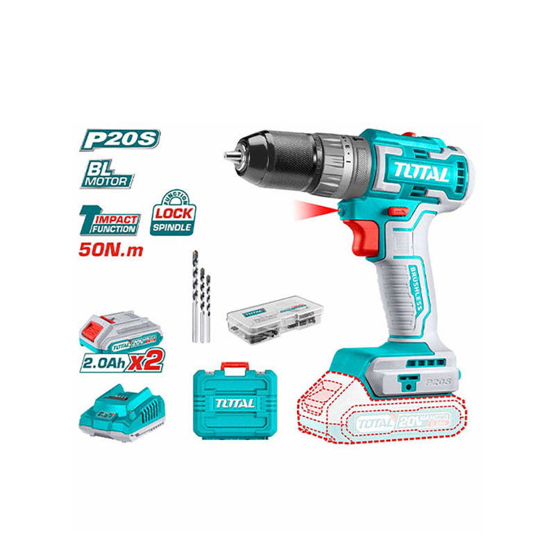 Máy khoan búa không chổi than dùng pin Lithium-Ion 20V TOTAL - TIDLI20508