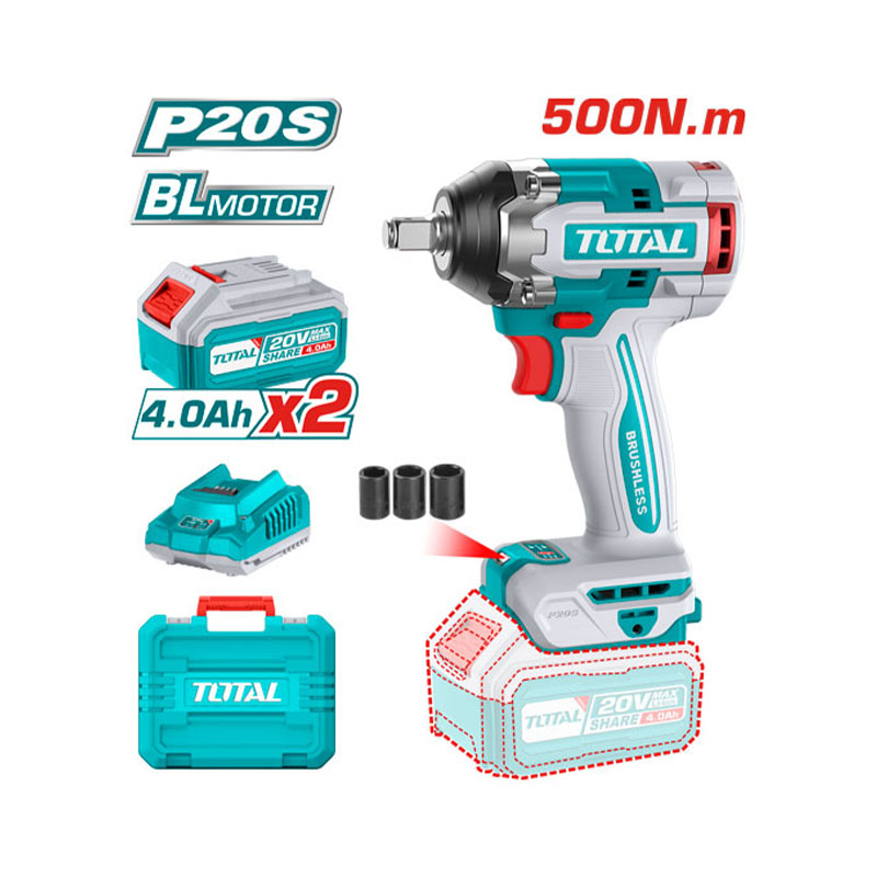 Bigtools - Máy siết buloong không chổi than dùng Pin Lithium-Ion 20V TOTAL - TIWLI2050